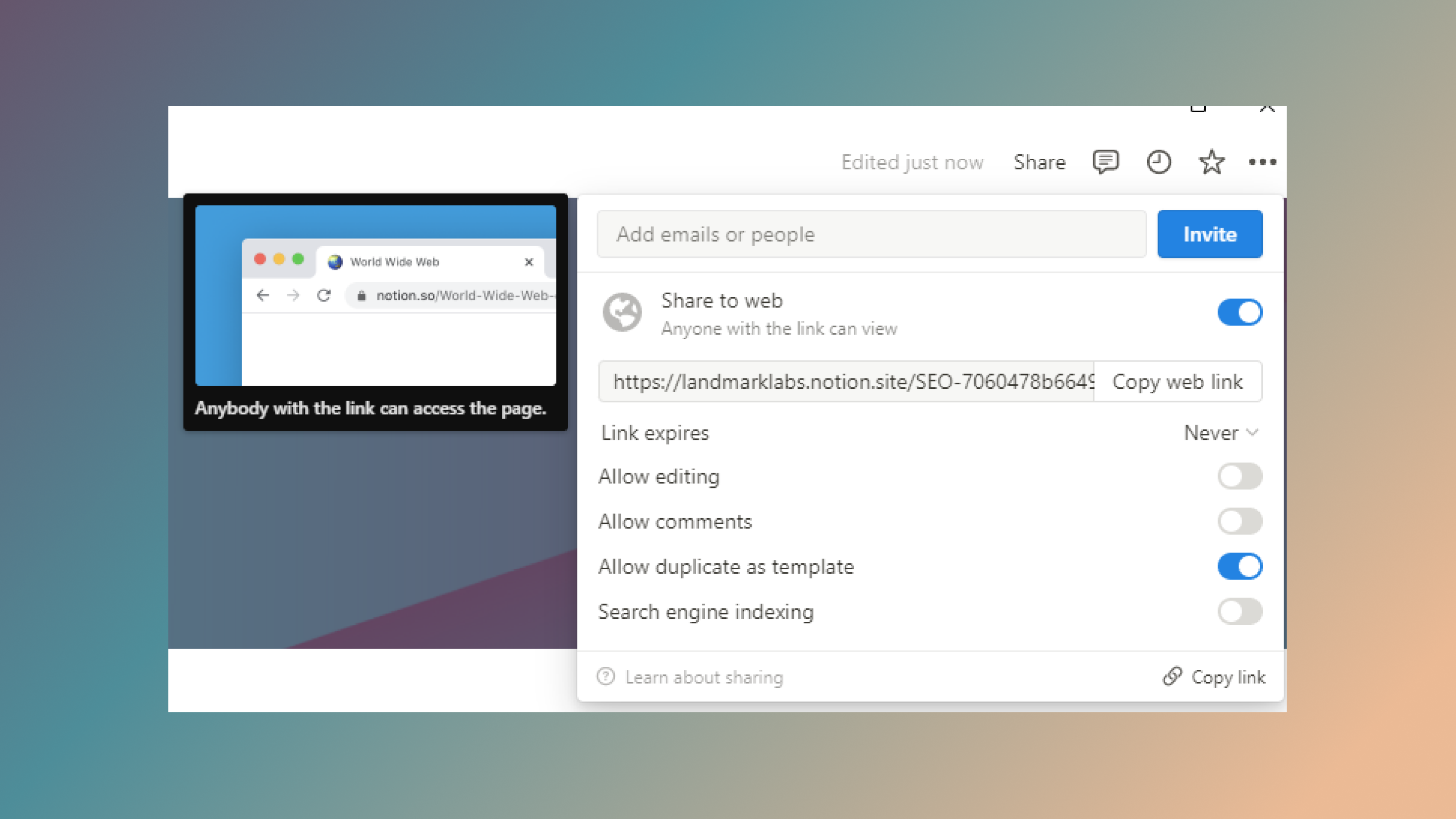 How To Share A Notion Template Publishing Permissions Allow